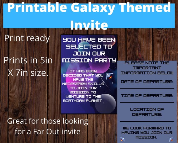 Printable Sci-fi Space Galaxy Theme Birthday Party Invitation - Etsy