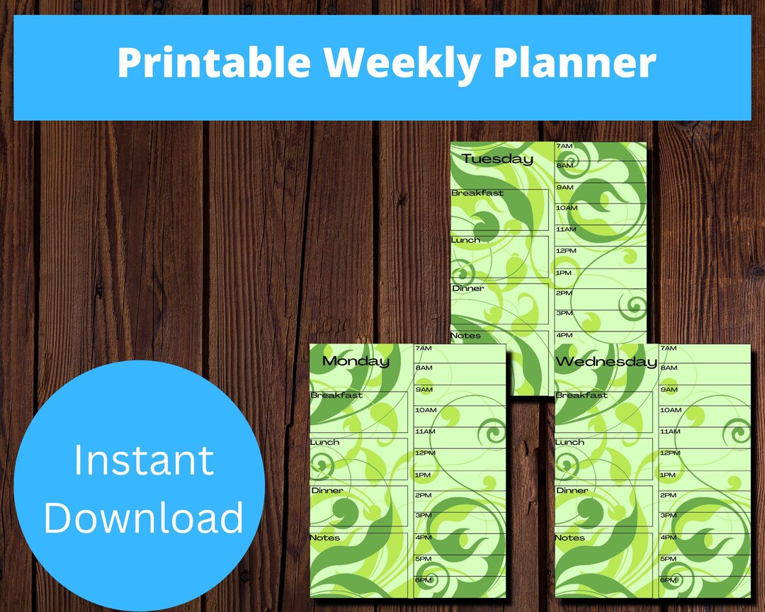 Printable Weekly Planner Set, Planning Sheet, Daily Planner Instant ...