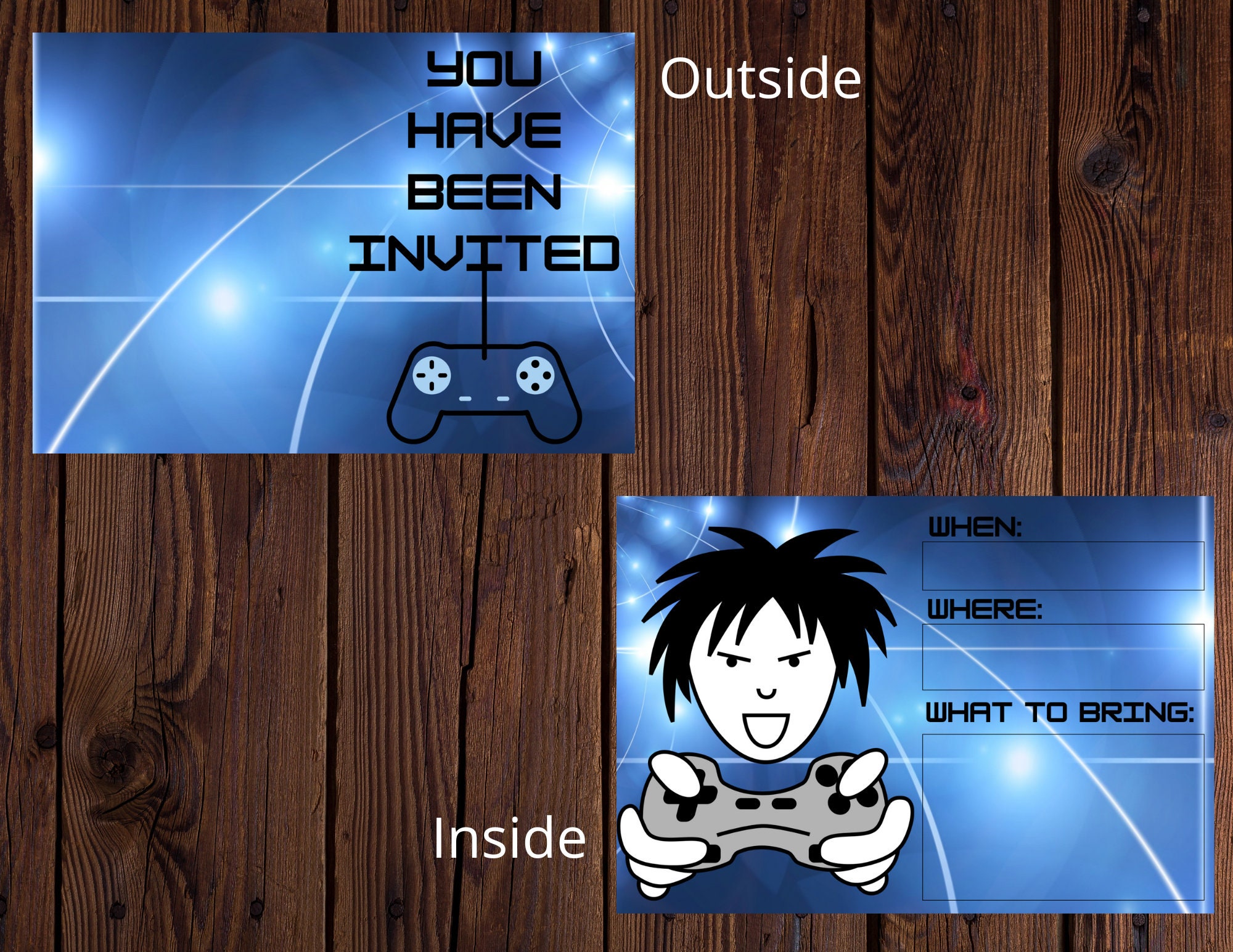 Printable DIY Birthday, Gamer, Party Invite 10in X 7in Digital PDF ...