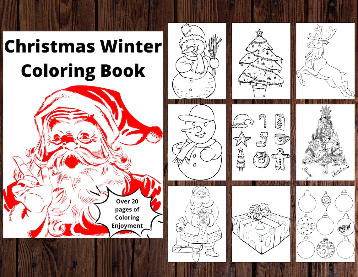 Printable Kids Christmas, Winter Coloring Book Digital PDF Download 8 ...