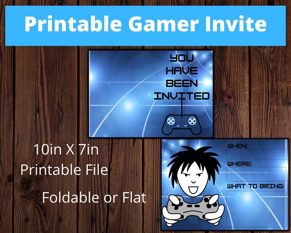 Printable DIY Birthday Gamer Party Invite 10in X 7in Digital - Etsy