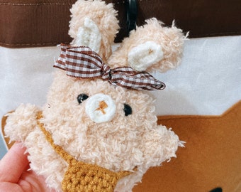Fluffy Bunny Keychain - Etsy