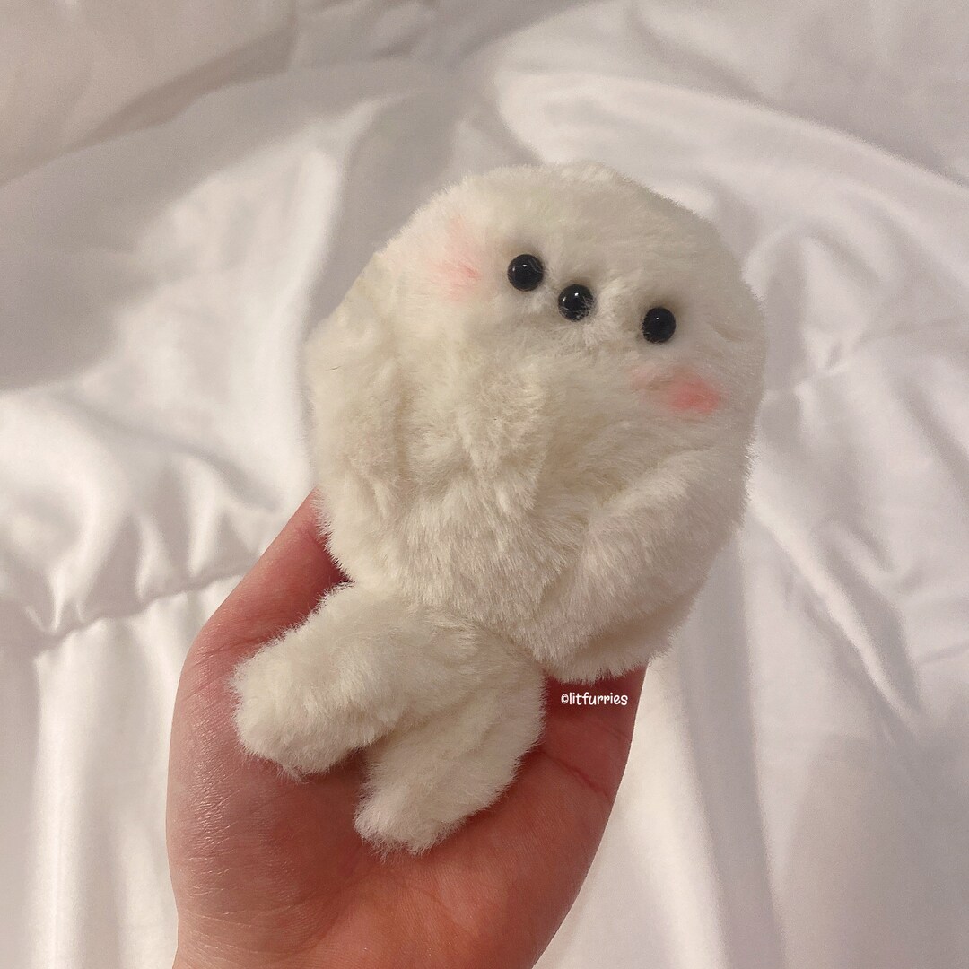 WHITE SEAL PUP Pockets Pom Pom Pets, Sensory Pets, Travel Pal, Anxiety ...