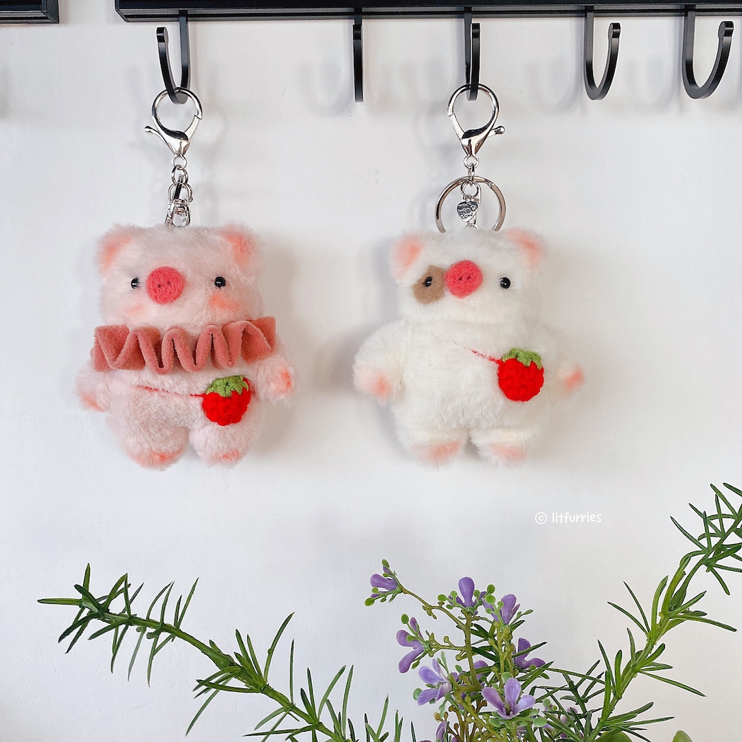 CHUBBY PIGGY Keychain | Handmade Keychain | Gift for Her | Furry Pig ...