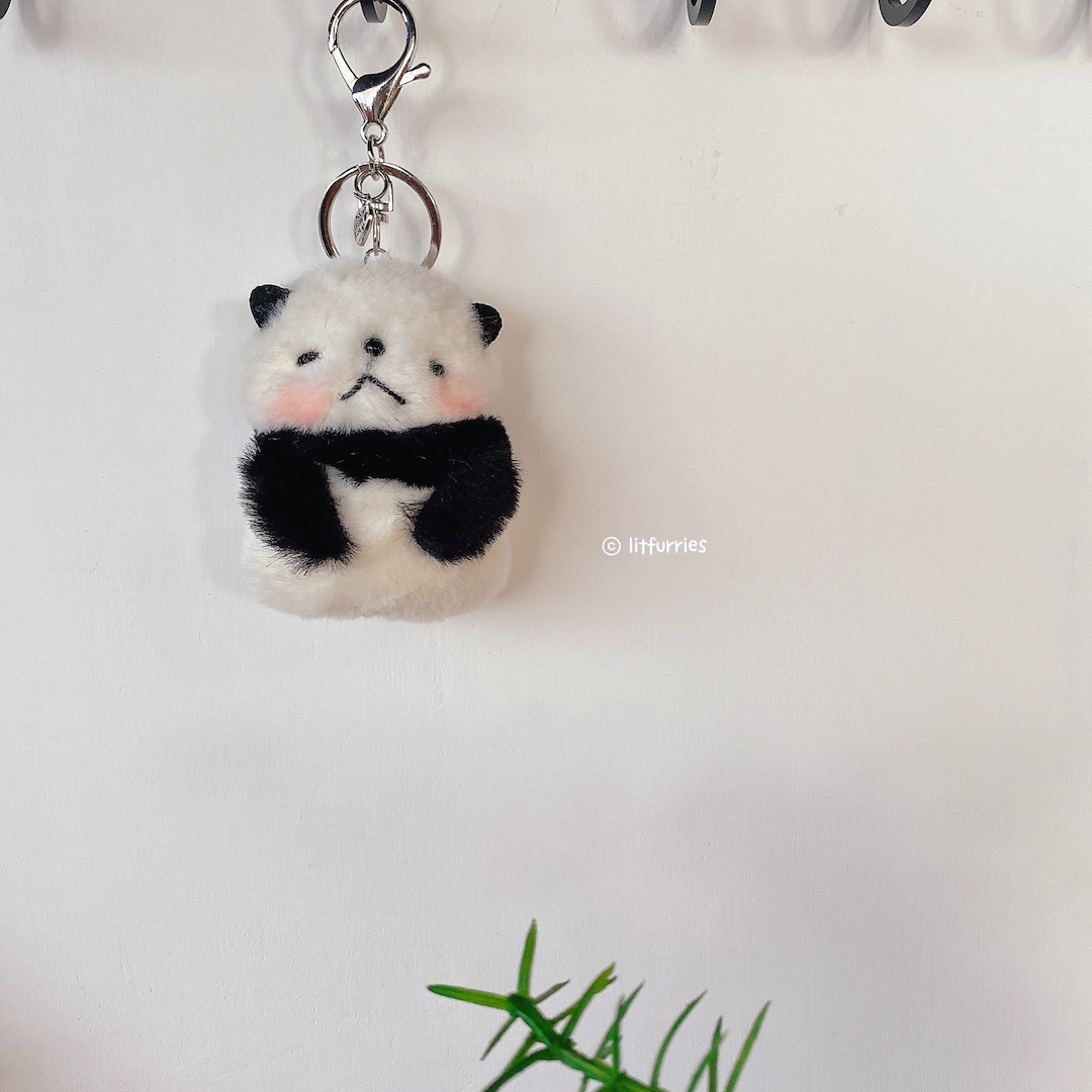 FEATHERY PANDA Keychain | Plush Keychain | Handmade Keychain | Gift for ...