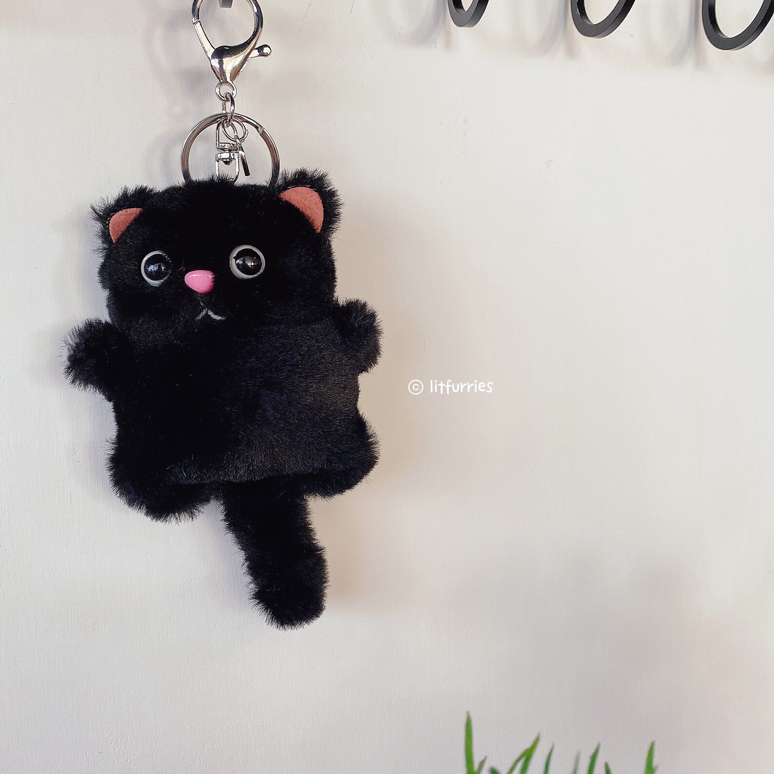 BLACK CAT Keychain | Plush Keychain | Handmade Keychain | Gift for Her ...