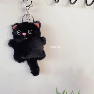 BLACK CAT Keychain | Plush Keychain | Handmade Keychain | Gift for Her ...