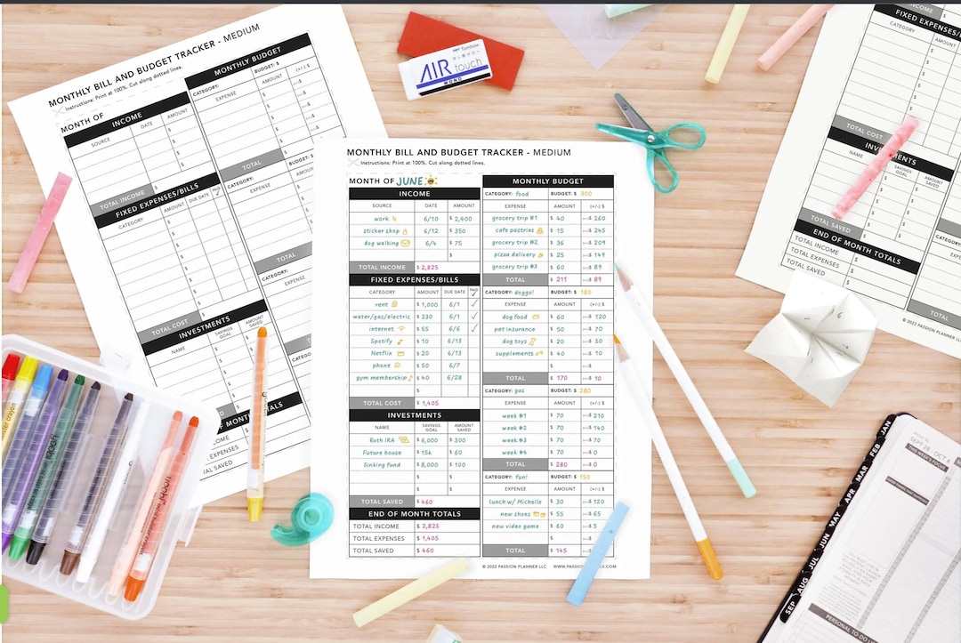 Monthly Budget Planner Template Easy Minimalist Design - Etsy