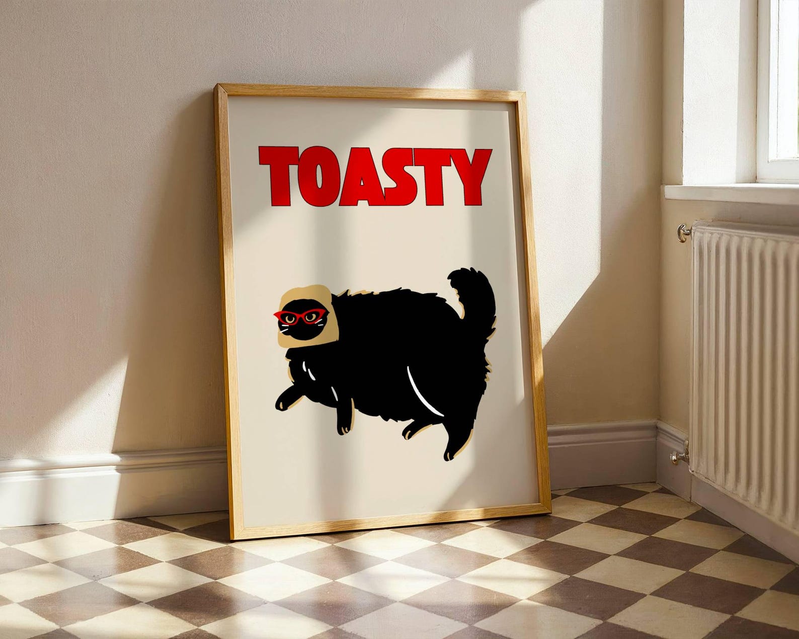 Funny Black Cat Toast Wall Art Digital Download Cat Poster Cute Bread ...