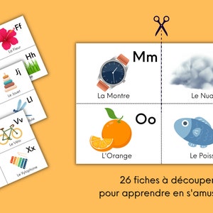 ALPHABET 26 Fiches Imprimables En Français / Printable Alphabet Flash ...