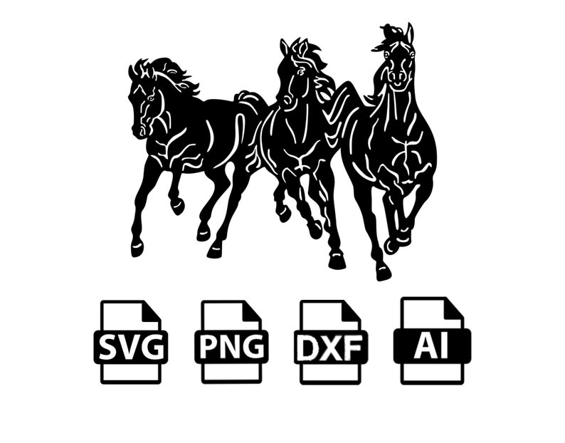 Horse Silhouette SVG DXF PNG, Horse Clipart, Animals Cut File for Laser ...