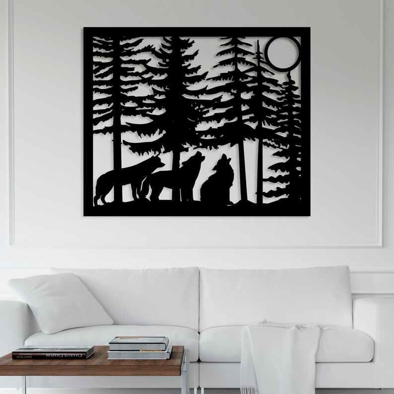 Wolves Scene Forest Svg,mountain Scene Svg,files for Plasma Cnc, Laser ...