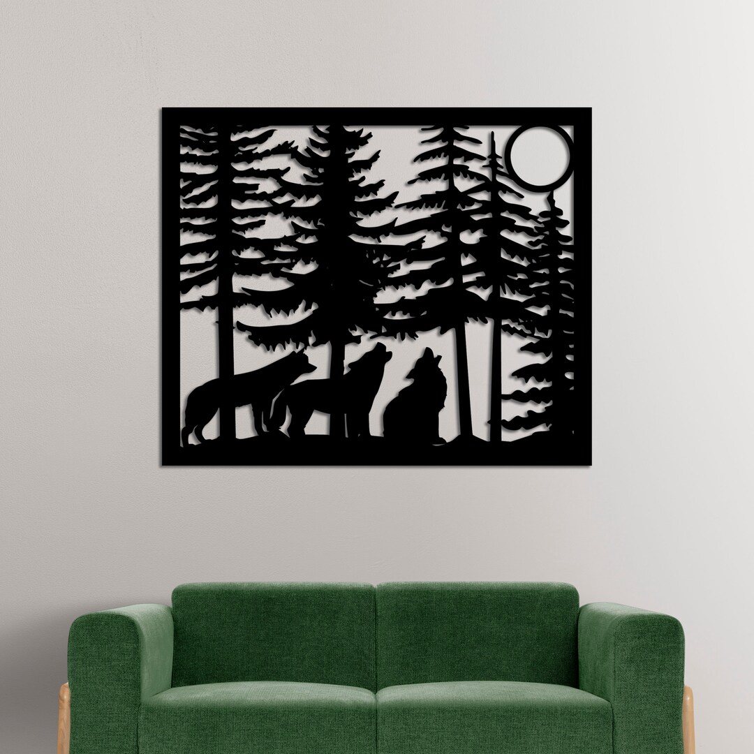Wolves Scene Forest Svg,mountain Scene Svg,files for Plasma Cnc, Laser ...