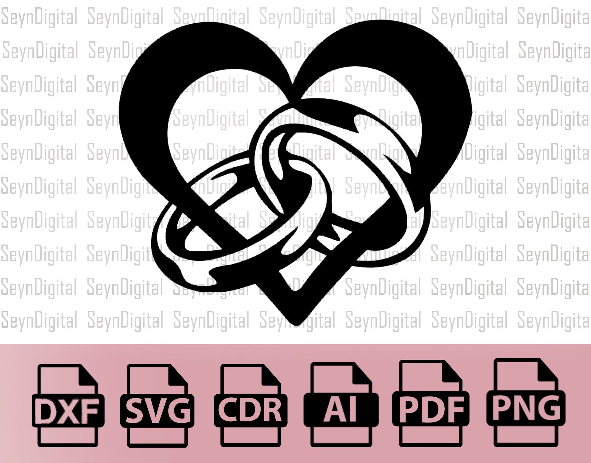 Wedding Rings Svgwedding Heart Svgwedding Couple Svginstant - Etsy