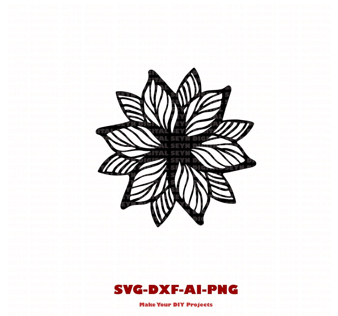 Flower Design Laser Cut Svg Dxf File Wall Sticker Pdf Silhouette ...