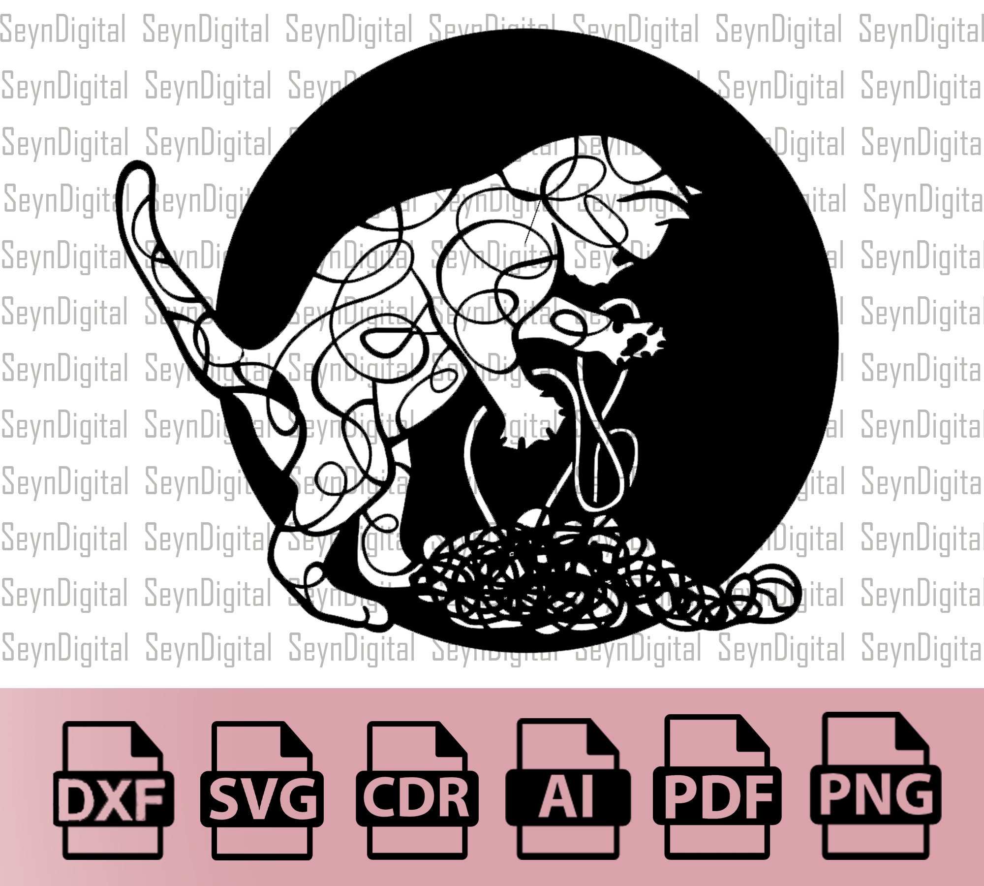 Cat Playing Yarn Ball Svgcat and Yarn Ball Dxfblack Cat Svgcat Pdf for ...