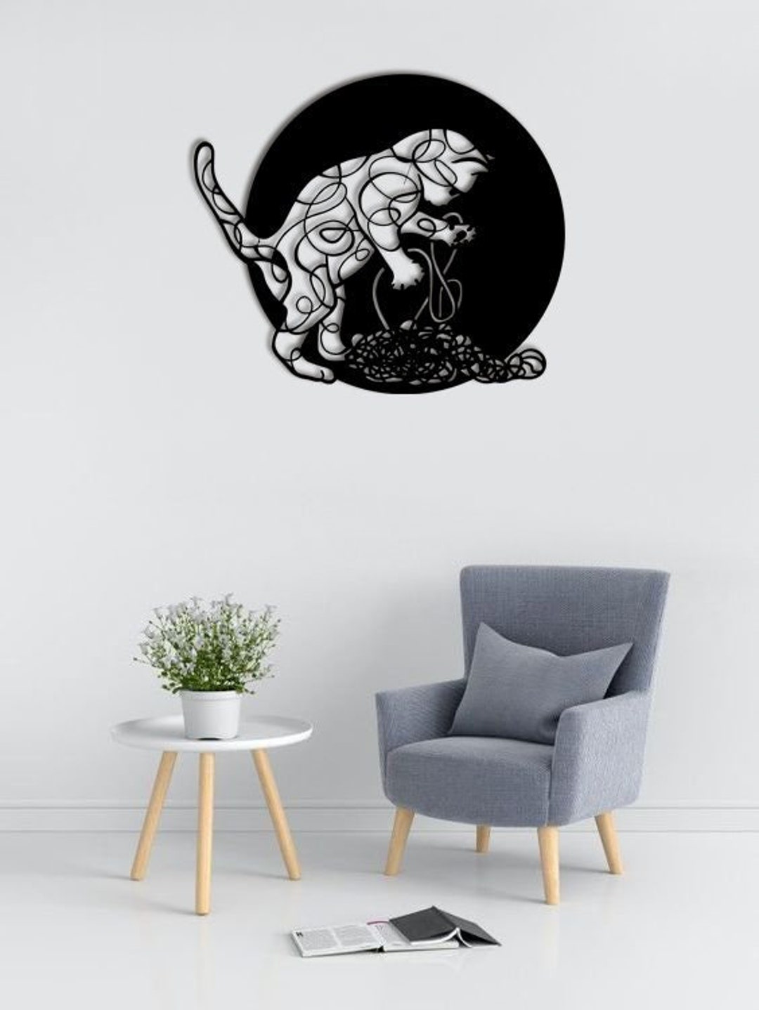 Cat Playing Yarn Ball Svg｜cat and Yarn Ball Dxf｜black Cat Svg｜cat Pdf ...