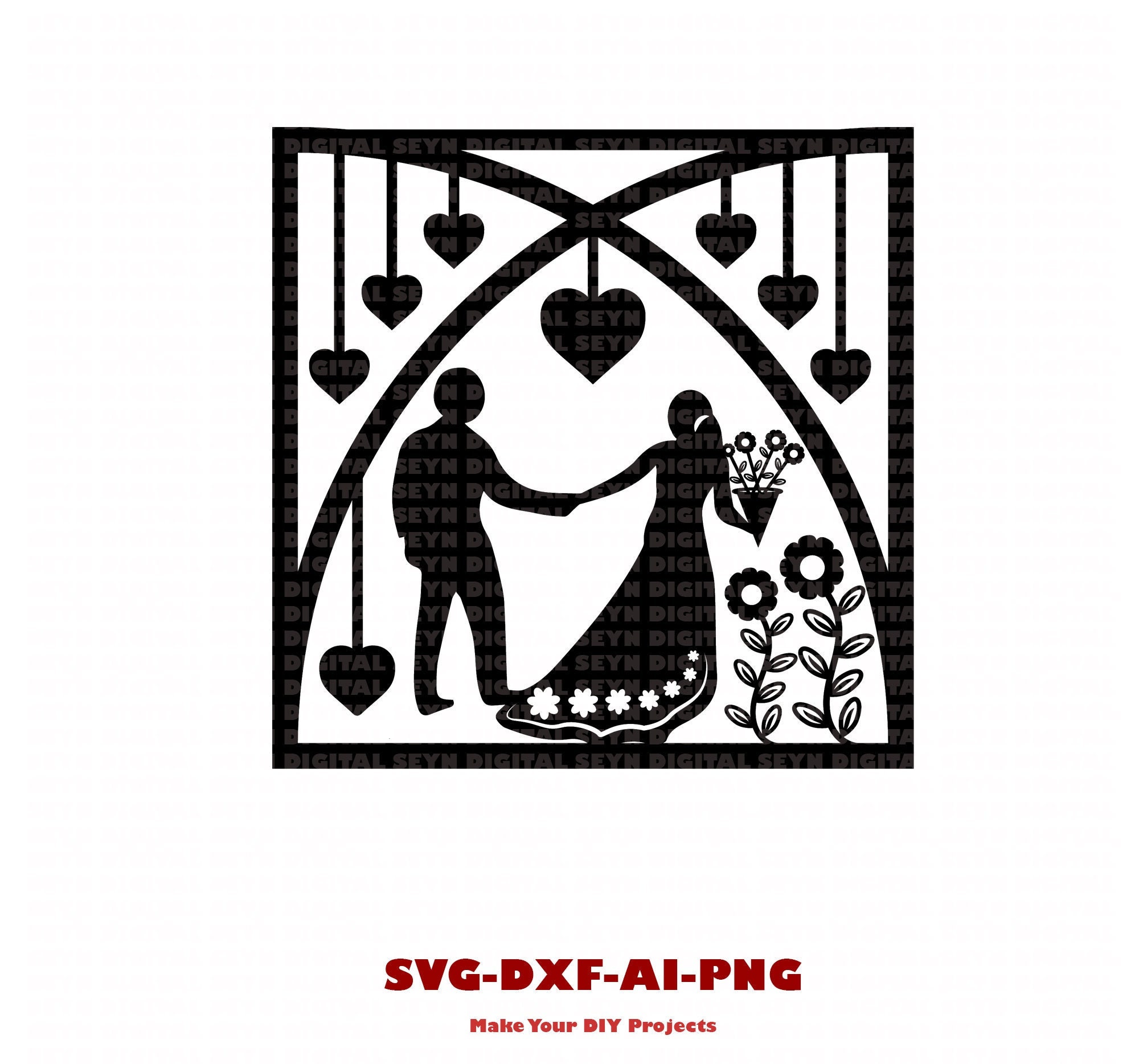 Wedding Couple Wall Art Svg-png-dxf-ai,wedding Day Gift,romantic Couple ...