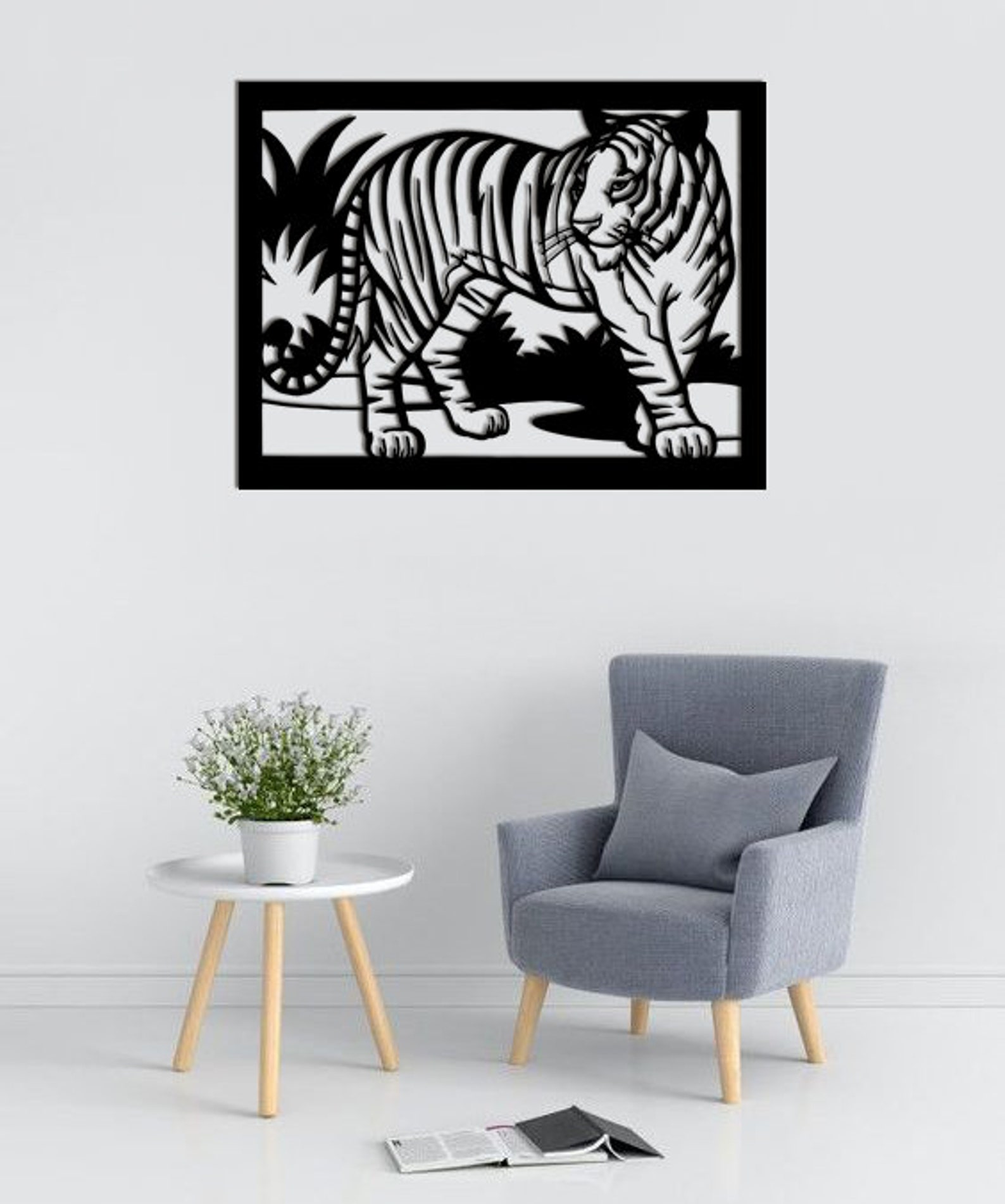 Tiger Design Laser Cut Svg Dxf Files Wall Sticker Engraving Decal ...