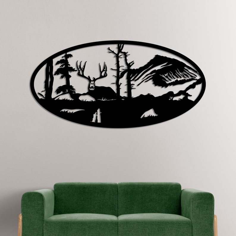 Elk Deer Scene SVG Files,silhouette Template Cnc Cutting Router,deer ...