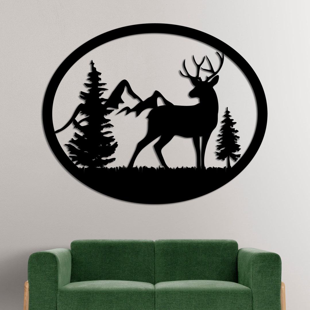 Deer Scene SVG DXF, Animals Cut File for Laser, Dxf for Plasma, Deer ...