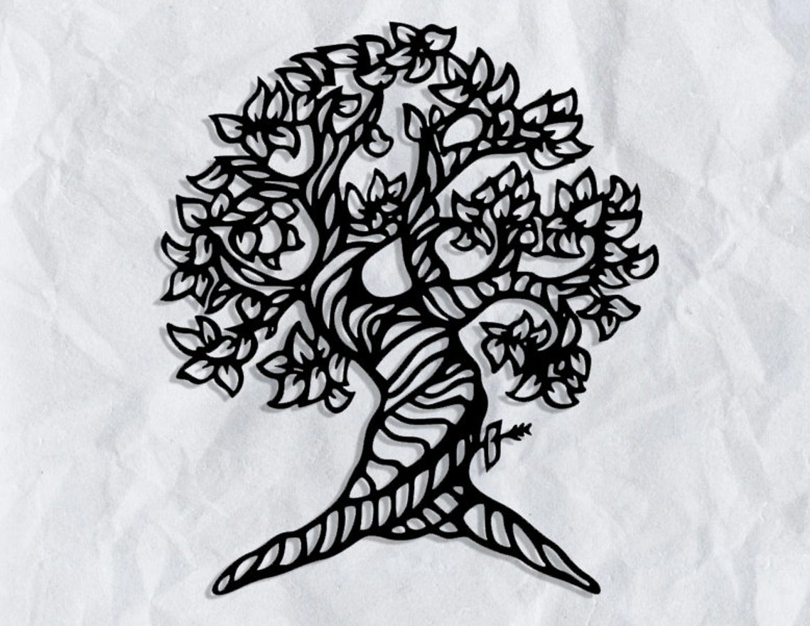 The Tree Symbol Svg Instant Dark Silhouette Instant - Etsy