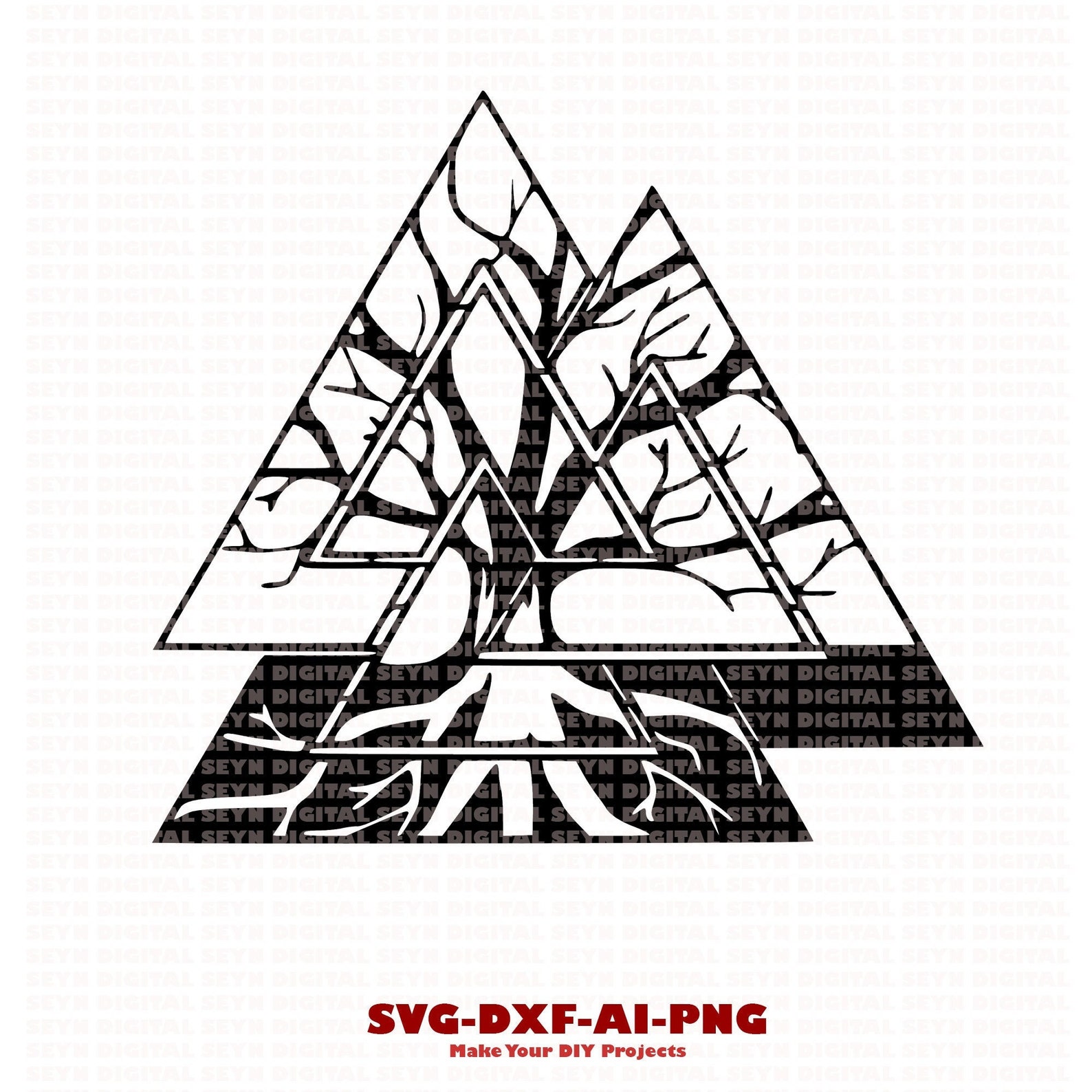 Valknut Symbol and Tree of Life Dxf,svg,cdr,ai,pdf,nordic Valknut Svg ...
