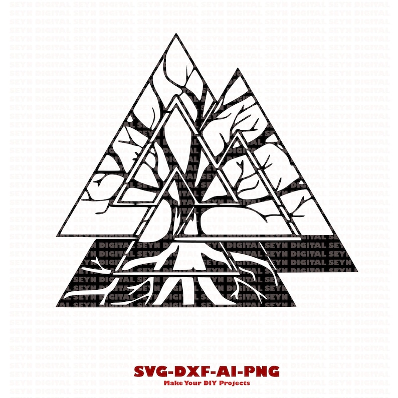 Valknut Symbol and Tree of Life Dxf,svg,cdr,ai,pdf,nordic Valknut Svg ...