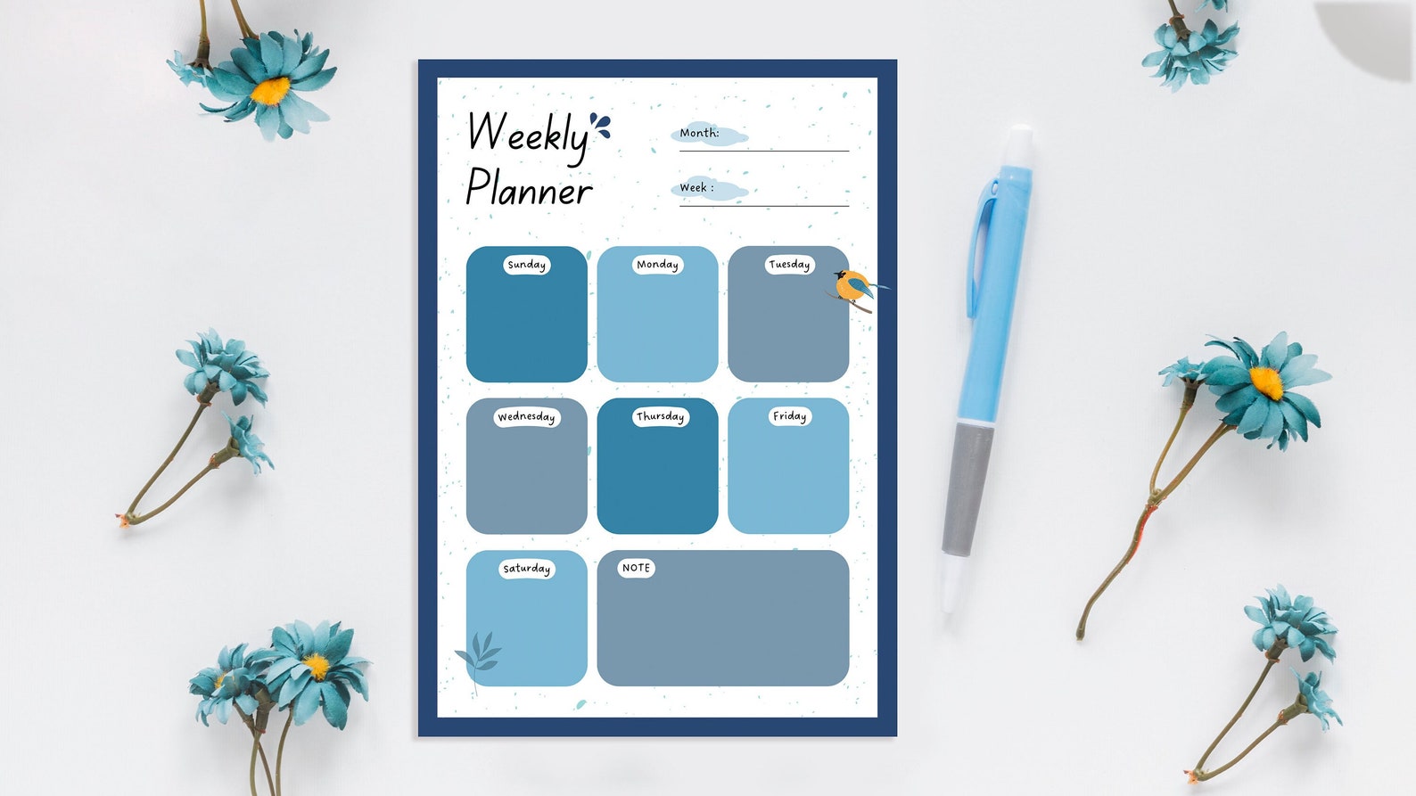 A4 Weekly Desk Planner-pdf,printable Weekly Planner Template,undated ...