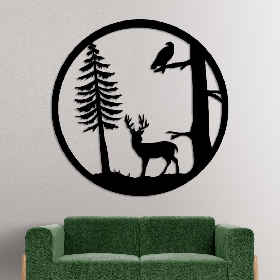 Deer Scene DXF File for CNC Plasma,svg Cut File,wood Tray Laser Cut ...