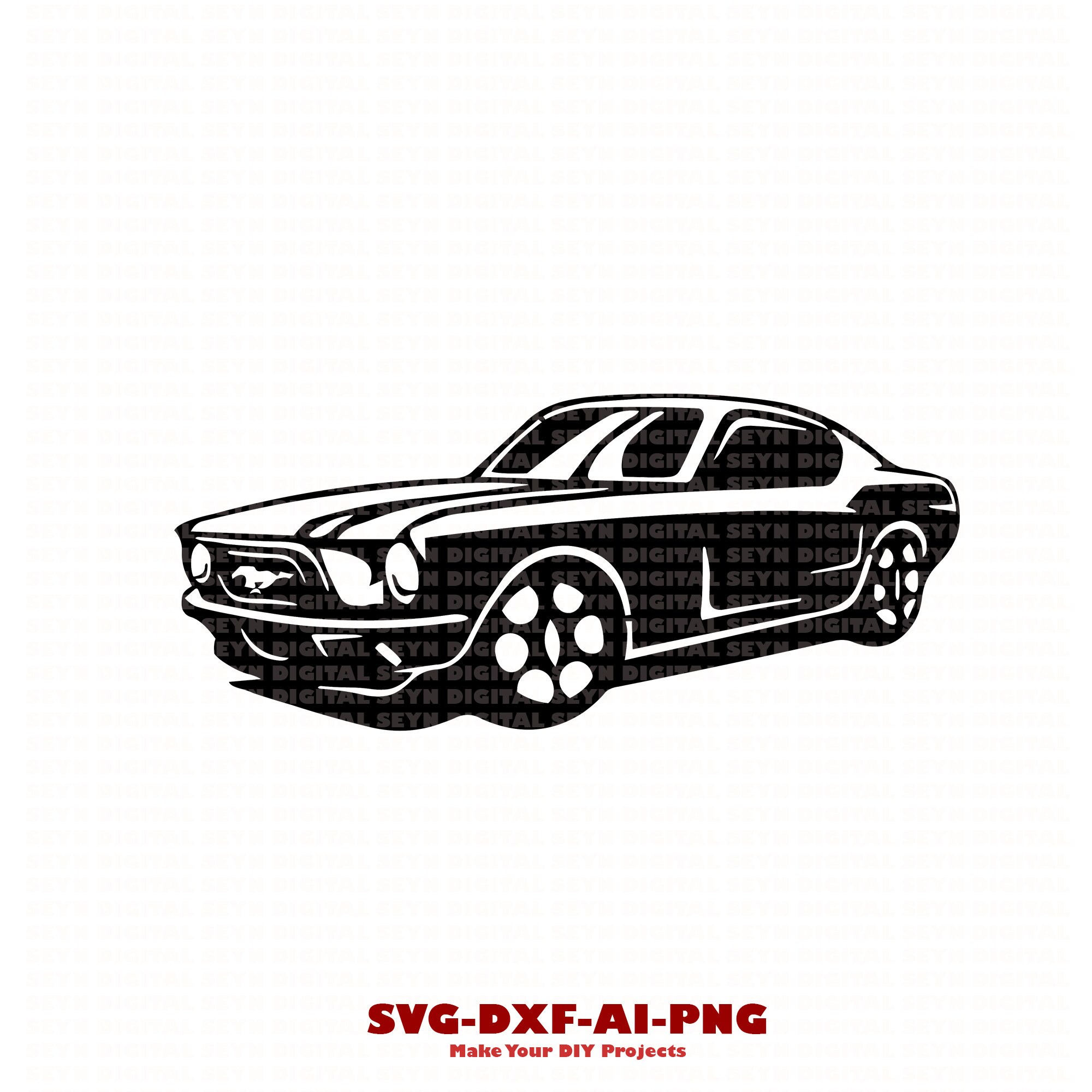 Mustang Cut Svg Dxf File Wall Sticker Pdf Silhouette Template Cnc ...