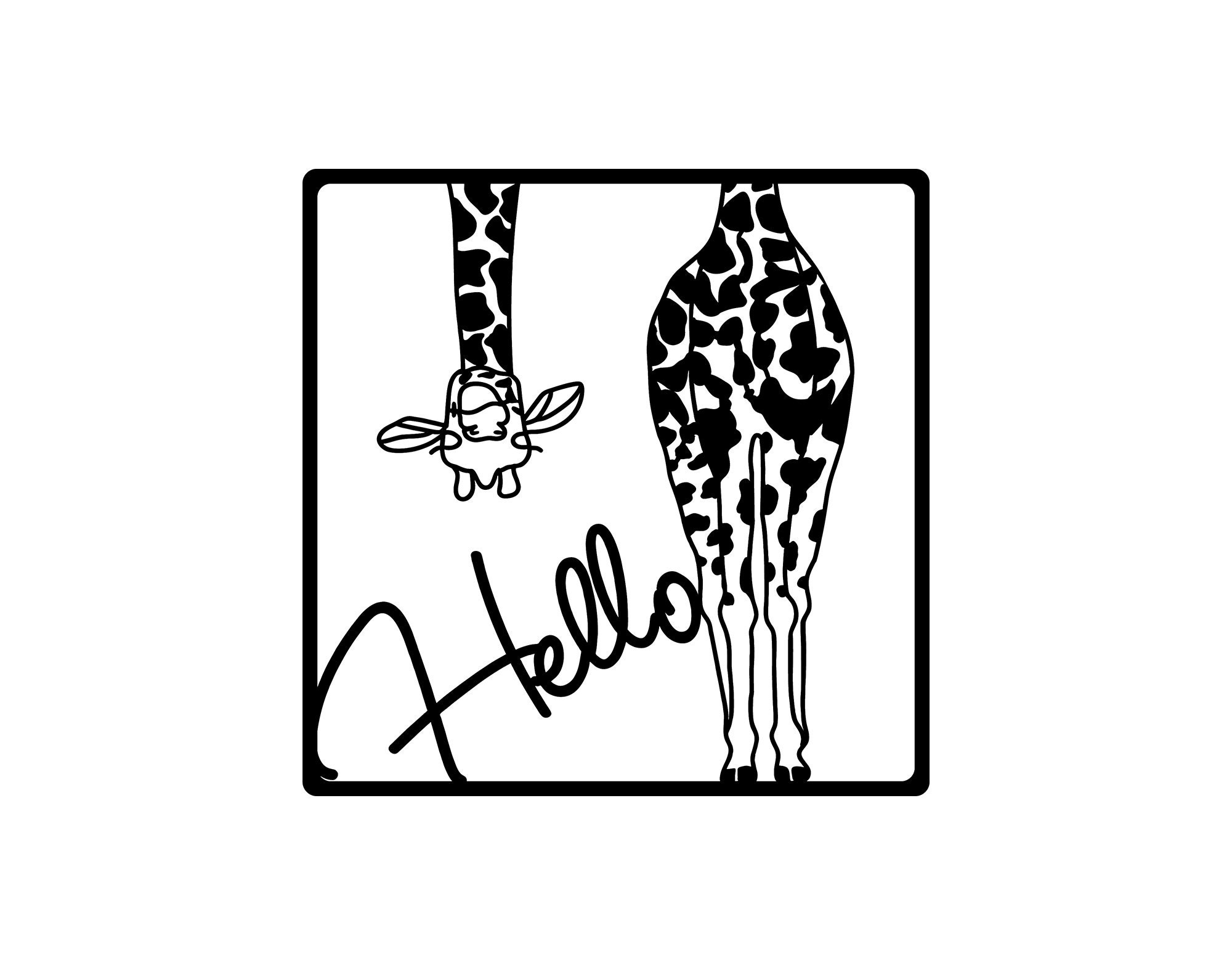 Hello Giraffe Dxf Svg Pdf Digital Download Laser Cut Cnc Cutting Router ...