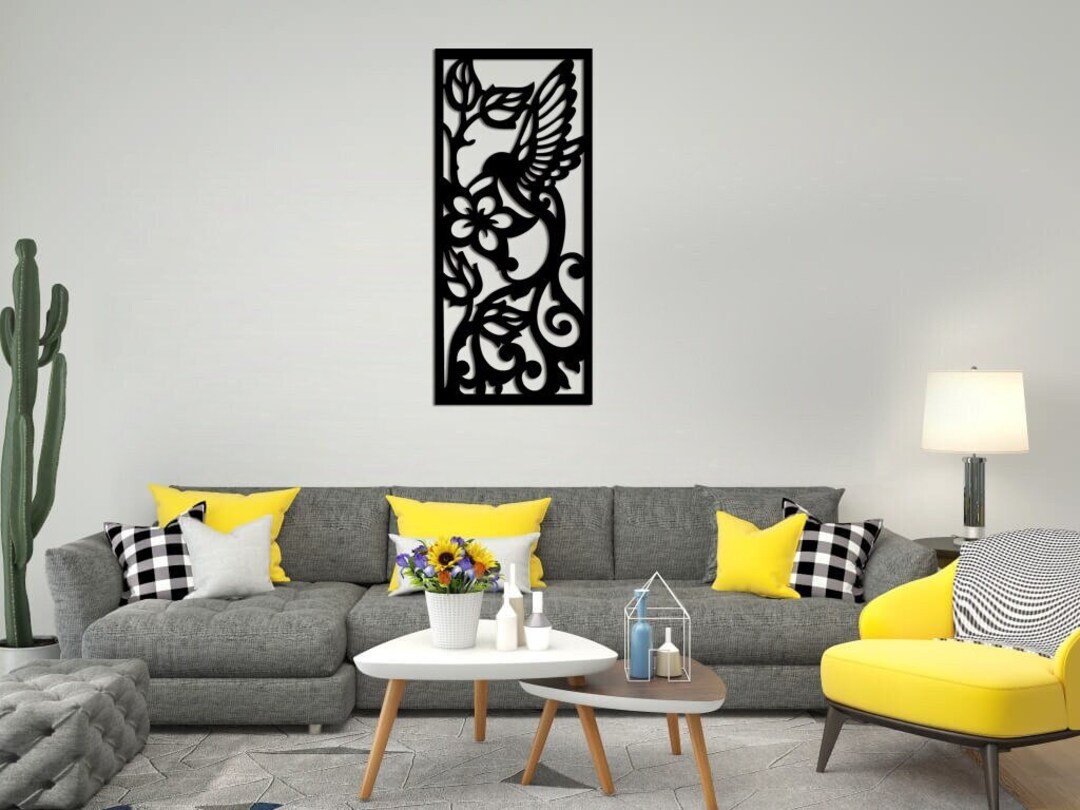 Hummingbird Flower Panel Laser Cut Svg Files Wall Sticker Engraving ...
