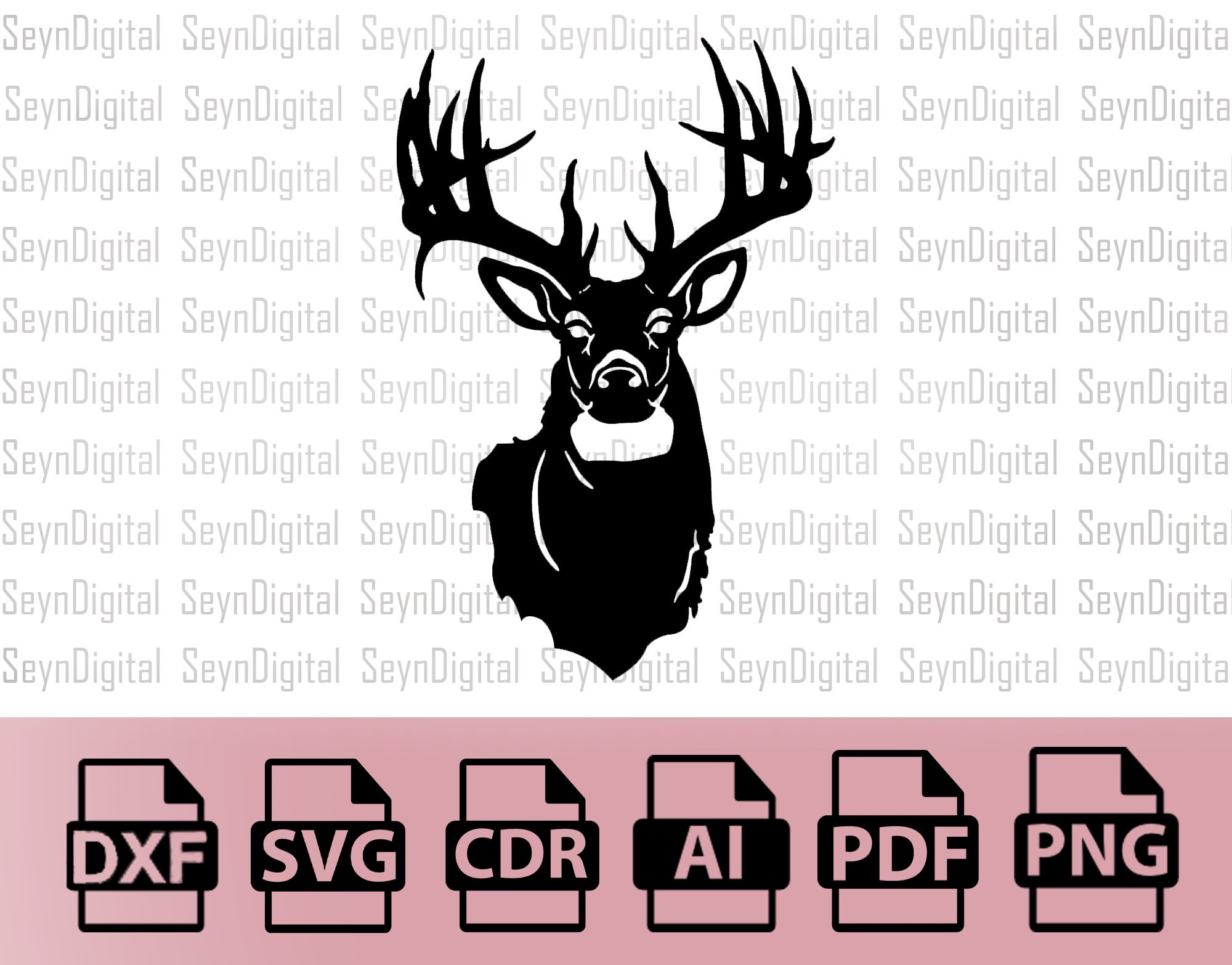 Deer Head Design Laser Cut Svg Dxf Cdr Ai Pdf Files Wall Sticker ...