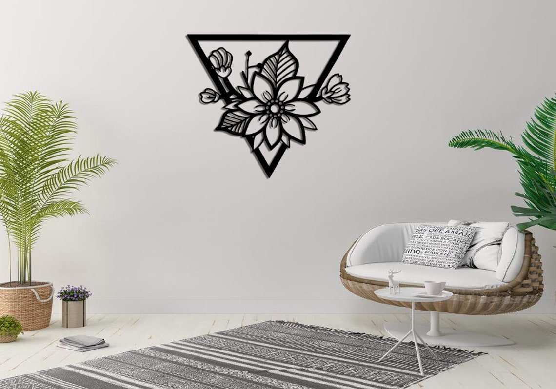 Triangle With Flowers DXF SVG Cdr Pdf Ai Laser Cut Vector - Etsy