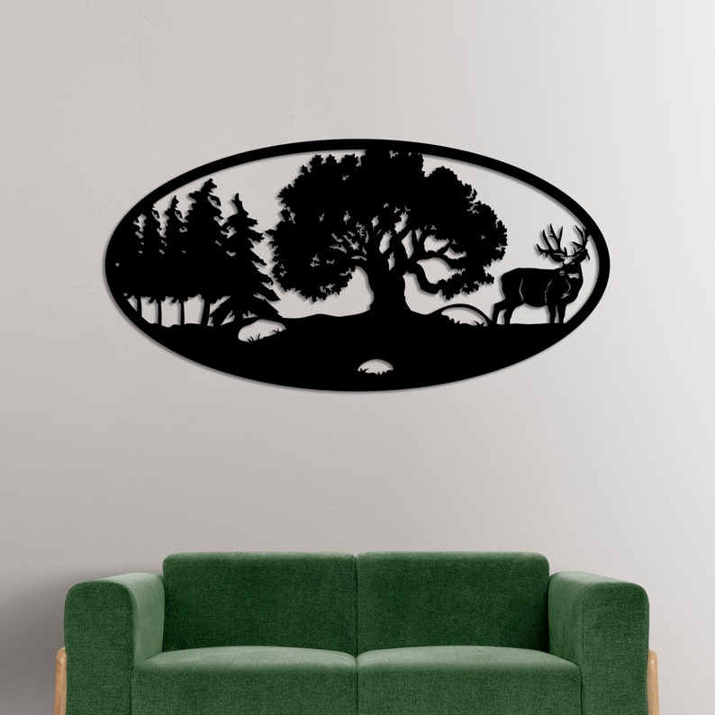 Elk Deer Scene SVG Files,silhouette Template Cnc Cutting Router,deer ...