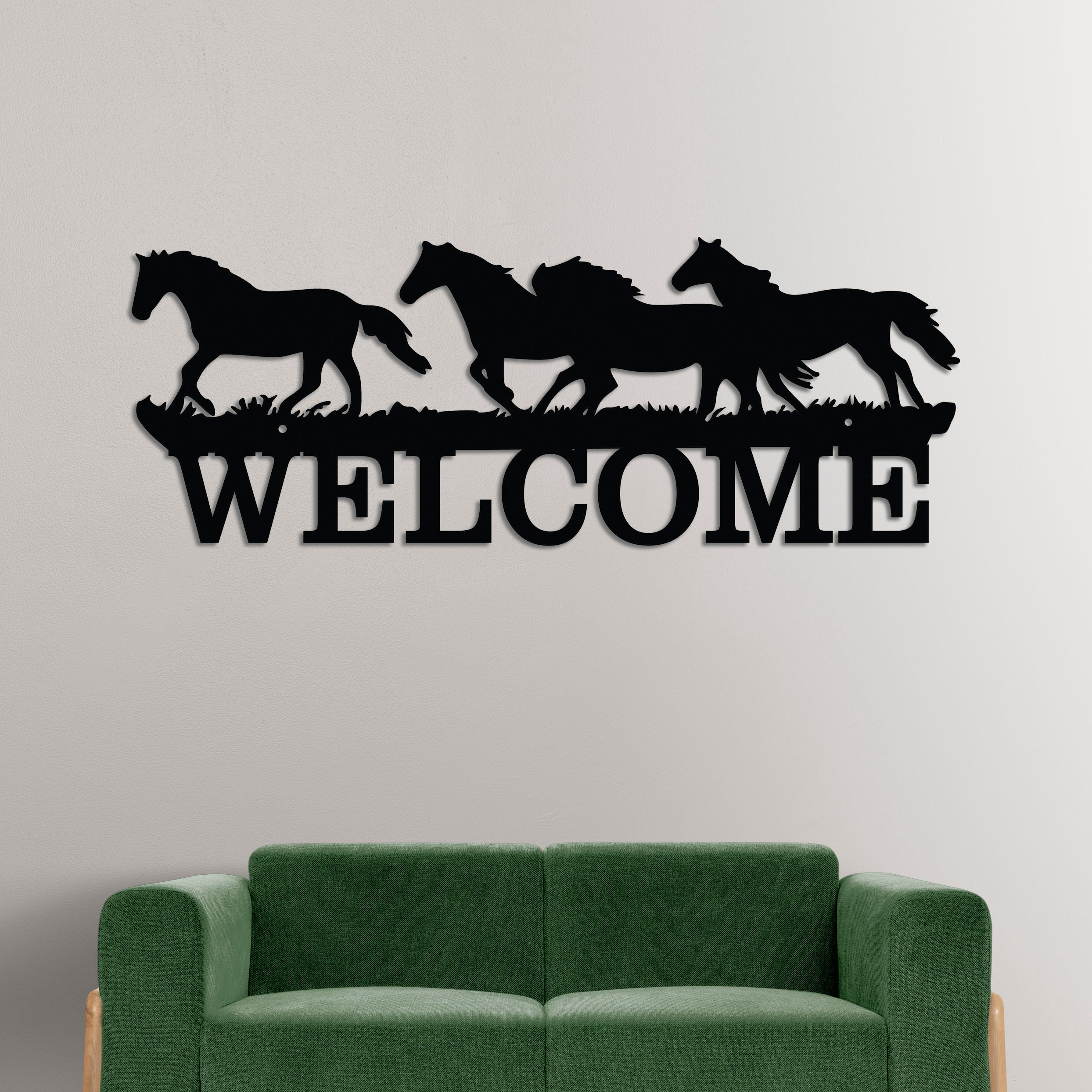 Running Horses Metal Welcome Sign Wall Decor - Etsy