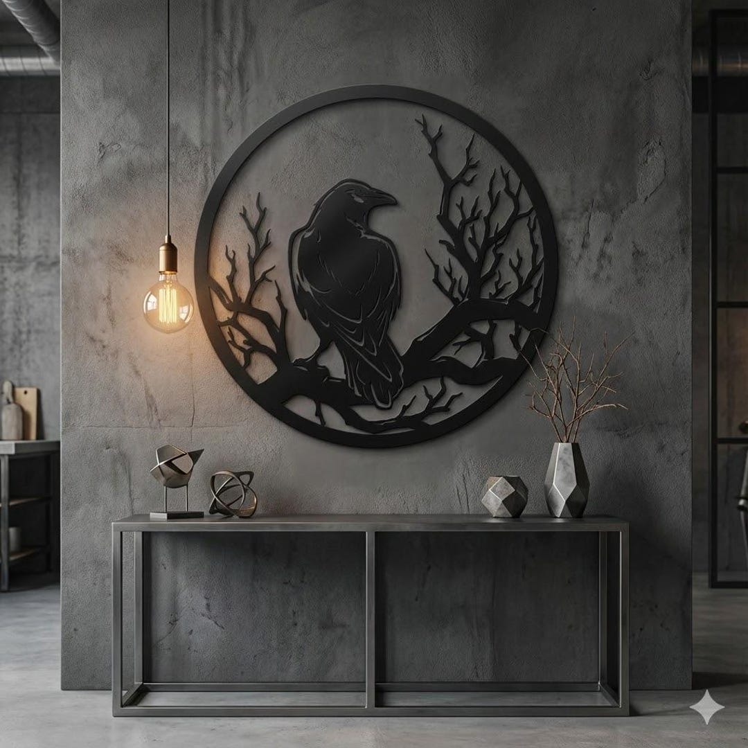 Gothic Crow Vector for Laser Cutting and Vinyl Decals - Etsy