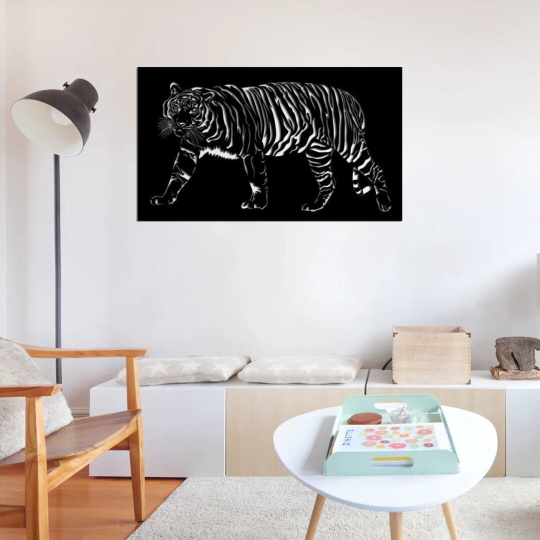 Hunting Tiger Design Laser Cut Svg Dxf Files Wall Engraving Decal ...