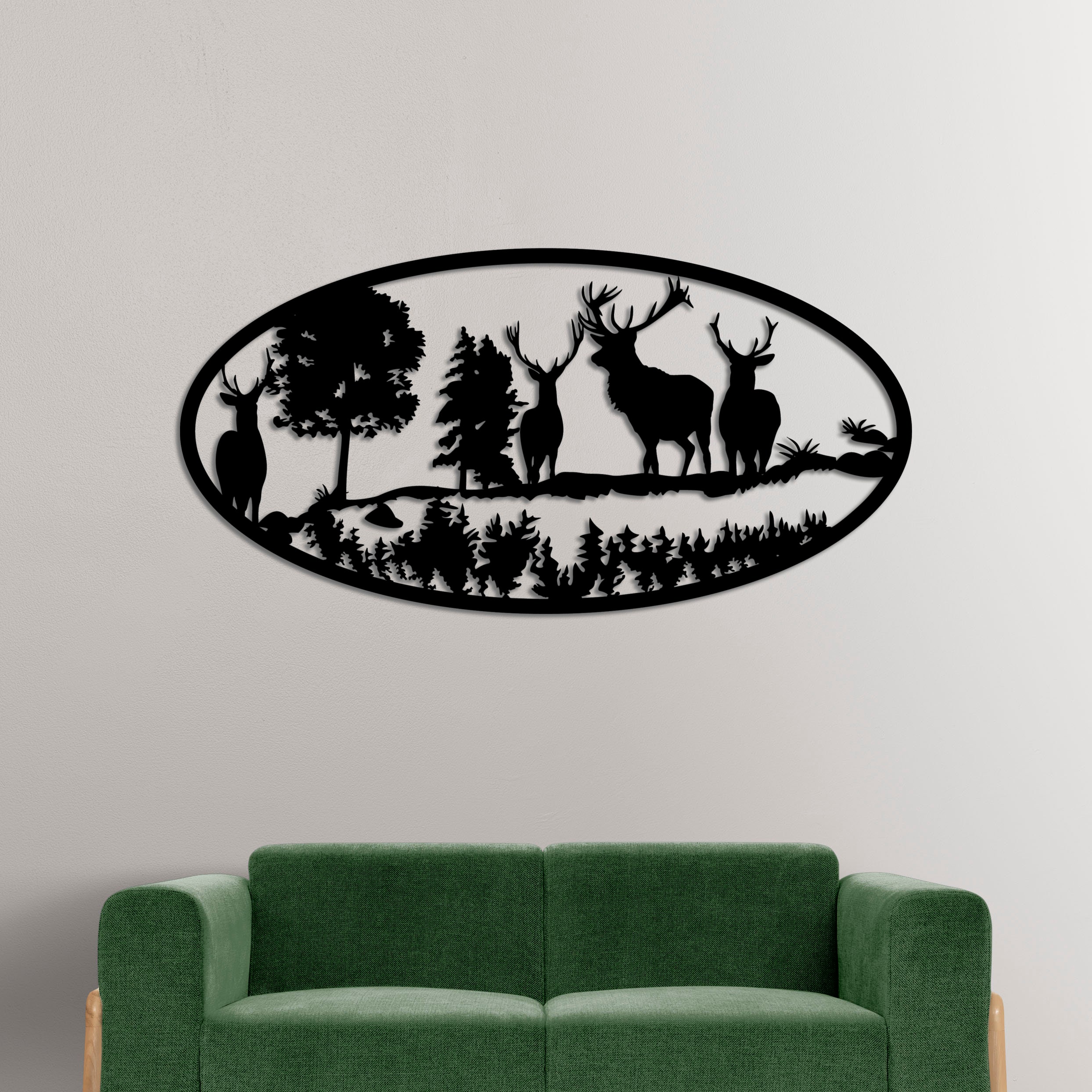 Elk Deer Scene SVG Files,silhouette Template Cnc Cutting Router,deer ...