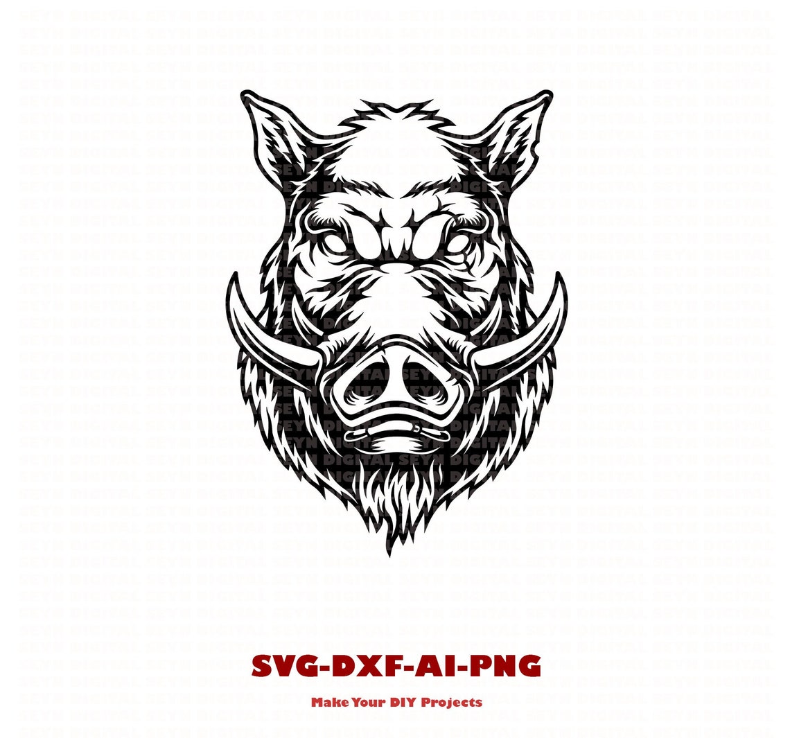 Wild Boar - Clip Art Image-print-cut-laser-engrave Svg Png-animal Head ...