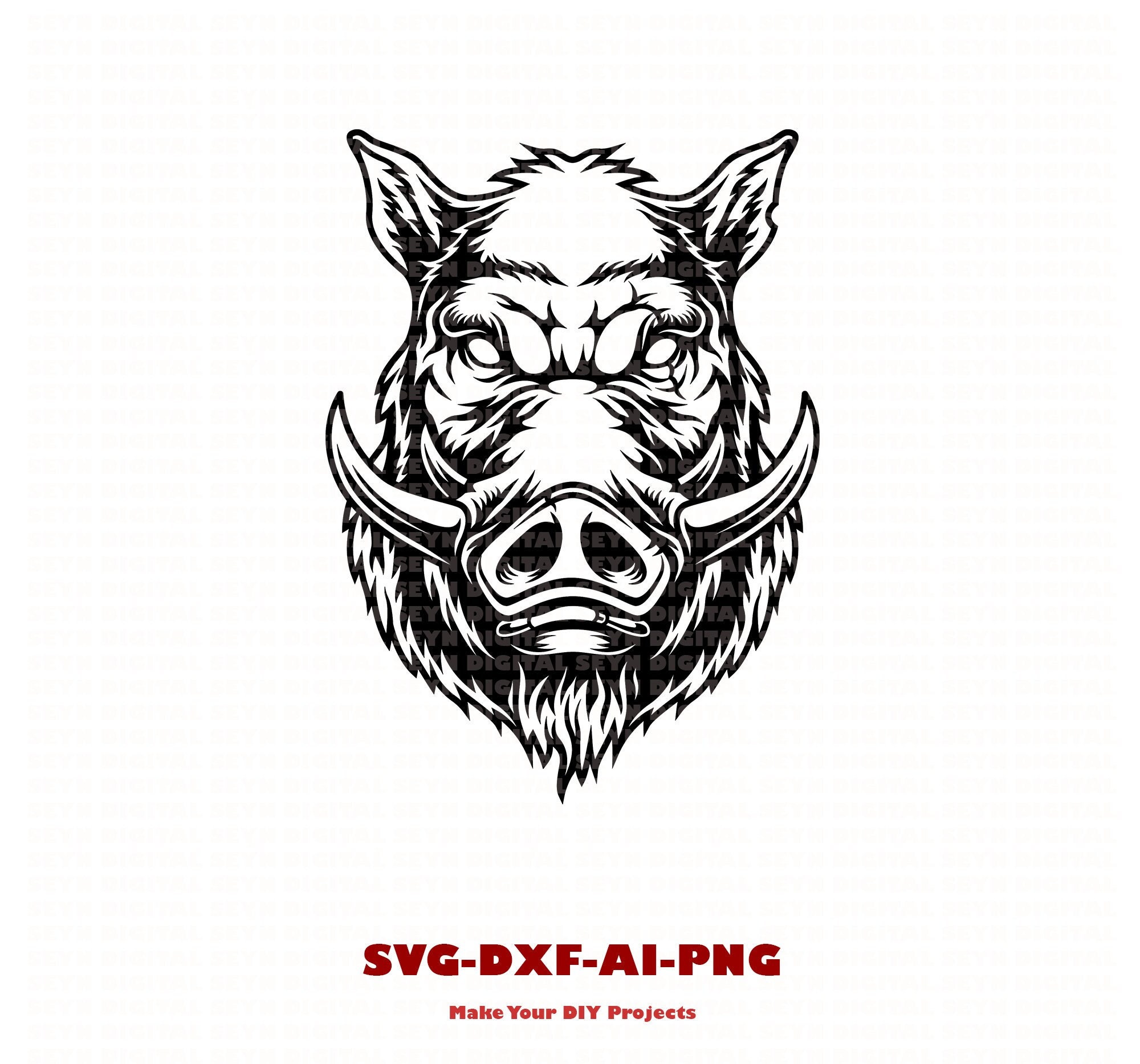 Wild Boar - Clip Art Image-print-cut-laser-engrave Svg Png-animal Head ...