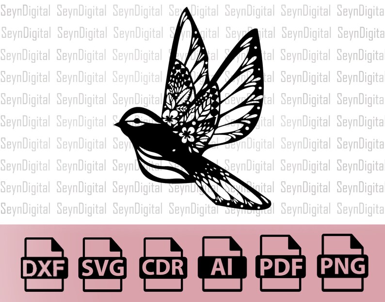 Bird and Flowers SVG Bird DXF Clipart Cutting Hummingbird - Etsy