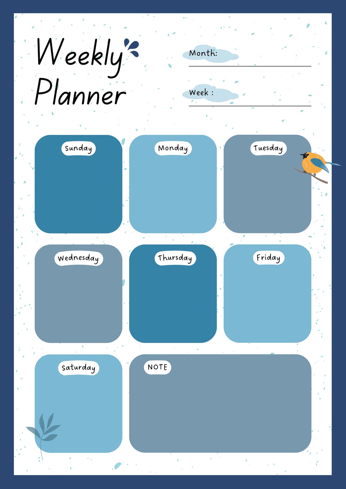 A4 Weekly Desk Planner-pdf,printable Weekly Planner Template,undated ...