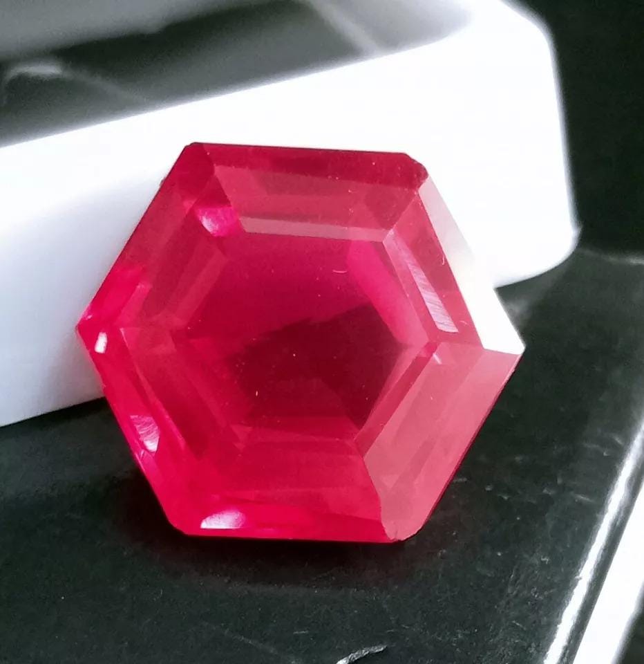 Certified Red Ruby Hexagon Shape AAA Quality 9.75 Ct Natural Mozambique Certified Loose Gemstone ...