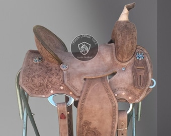 Premium Leather Western Strip Down Barrel Racing Horse Saddle With ...