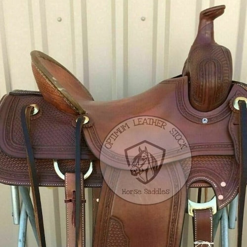 Handmade Western Leather Hand Carved Ranch Roper Horse Saddle. - Etsy