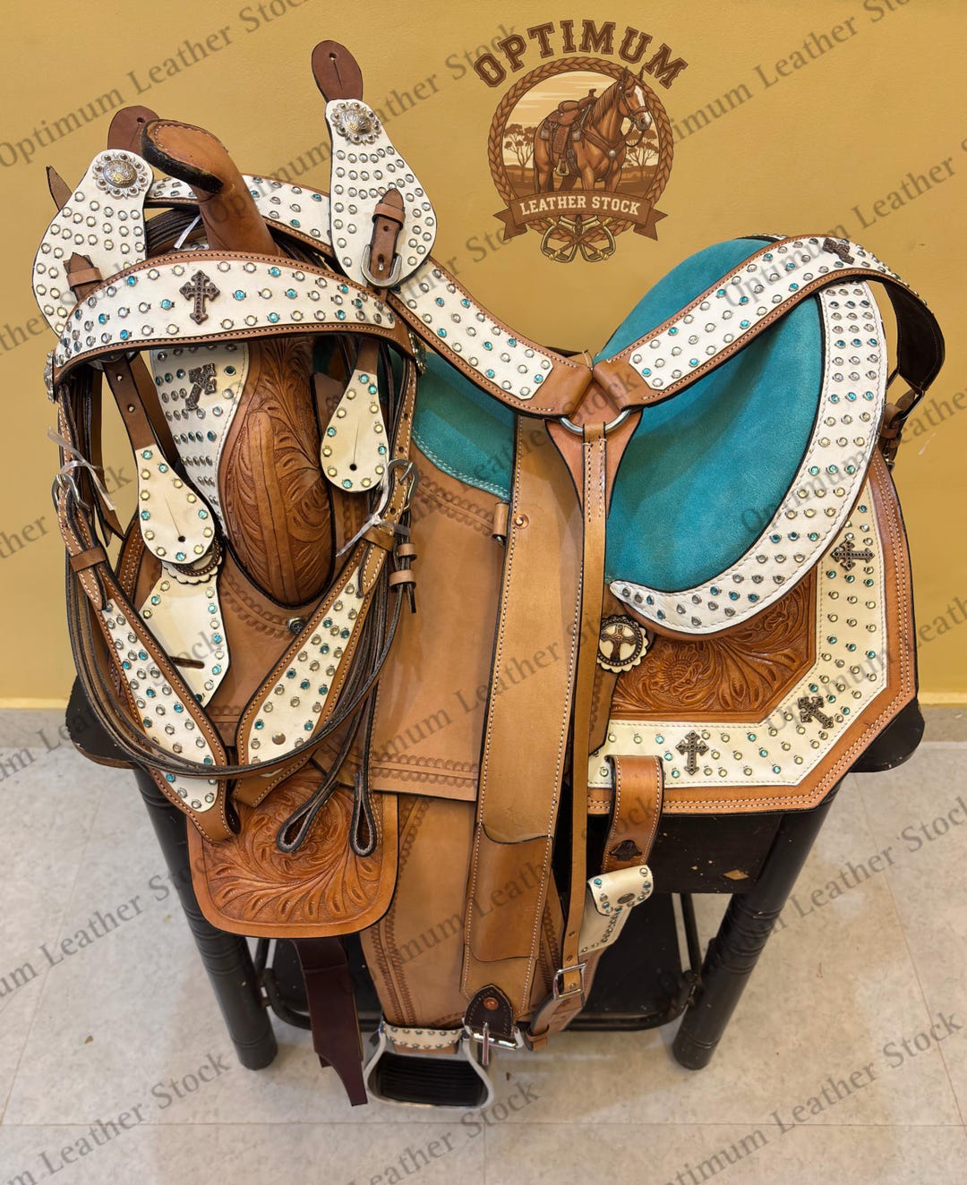 Western Pleasure Trail Adult and Pony Horse Saddle With Cross Accents ...