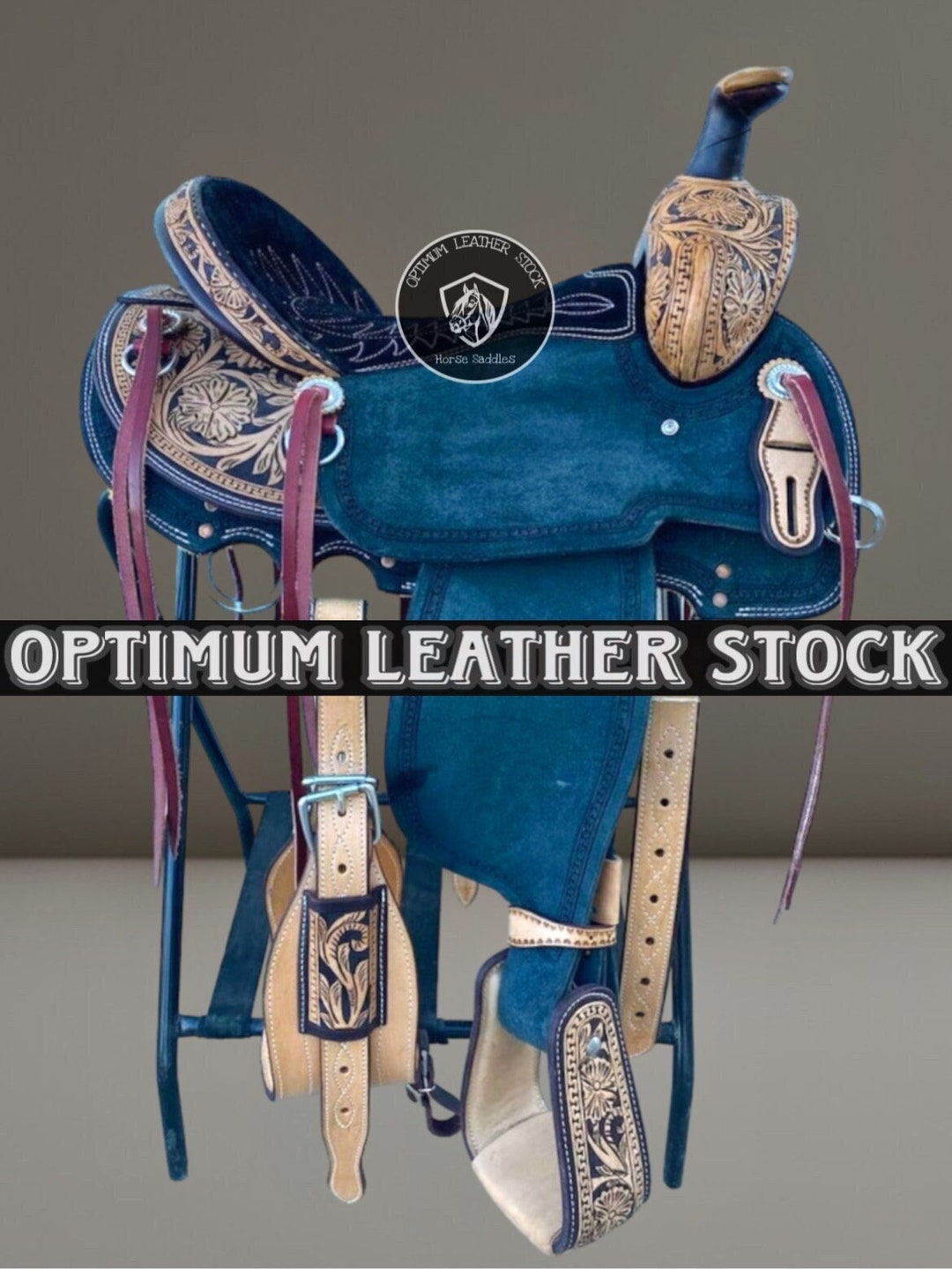 Western Reining Hand Carved Premium Leather Ranch Horse Saddle With ...