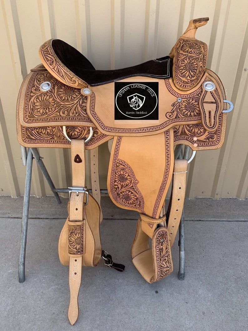 Handmade Western Leather Hand Carved Ranch Roper Horse Saddle - Etsy